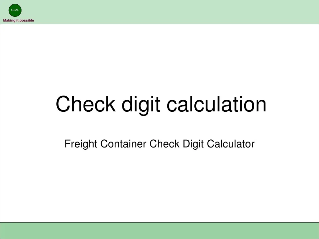 PPT - Container Check Digit Calculation for Freight ISO 6346 Standard ...