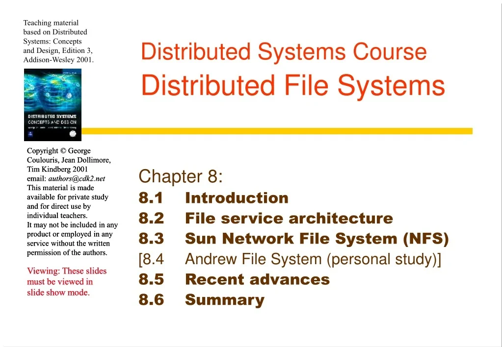 PPT - Distributed Systems Course Distributed File Systems PowerPoint Presentation - ID:9627095