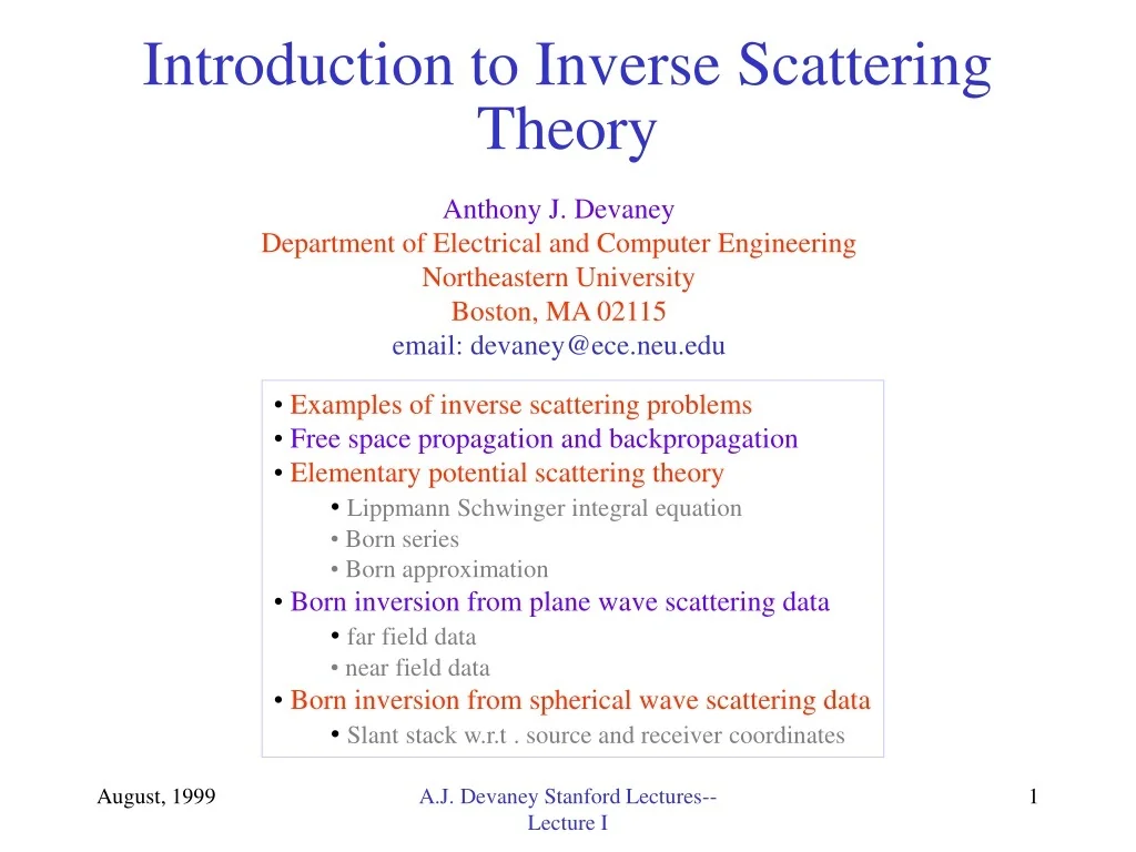 PPT - Introduction to Inverse Scattering Theory PowerPoint Presentation ...