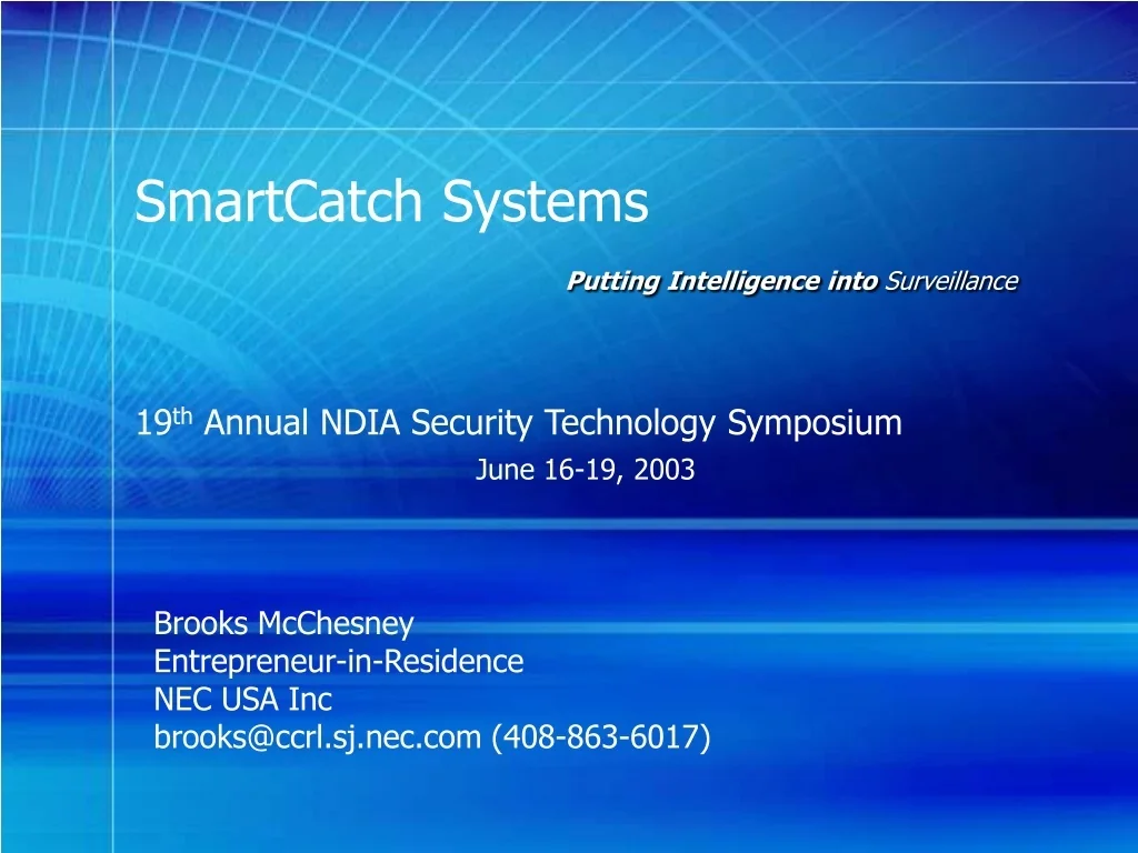 PPT - SmartCatch Systems Putting Intelligence into Surveillance ...