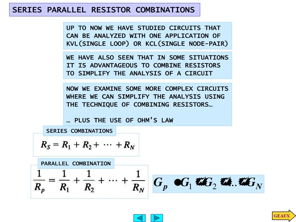 PPT - Simplifying Circuit Analysis with Resistor Combinations | Ohm's ...