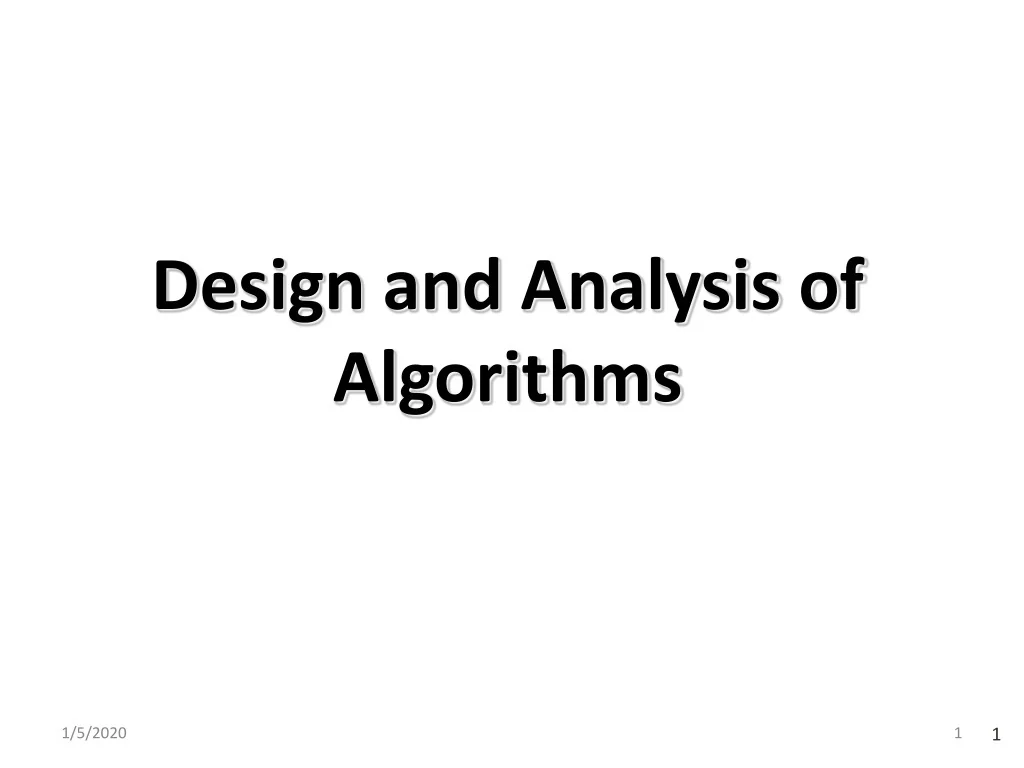 Ppt Design And Analysis Of Algorithms Powerpoint Presentation Free