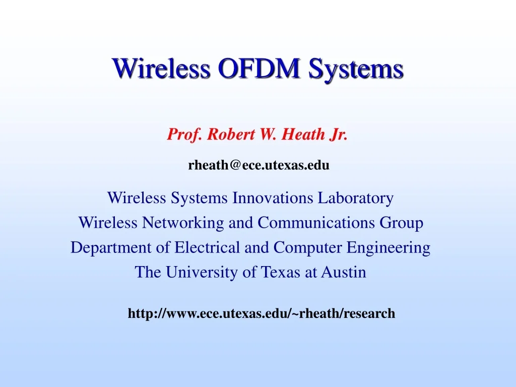 PPT - Innovations in Wireless OFDM Systems: Applications and Channel ...