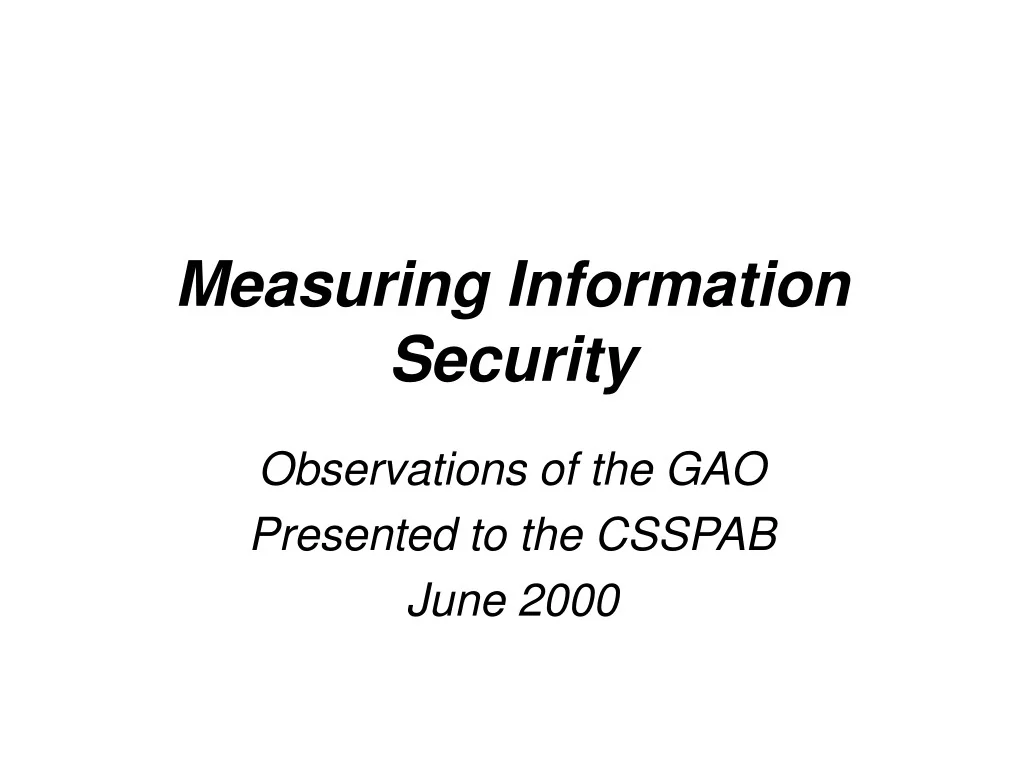 PPT - Assessing Government Information Security: GAO Office Insights ...