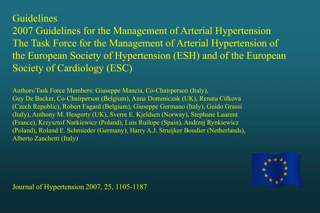 PPT - 2007 ESH/ESC Guidelines for Arterial Hypertension Management ...