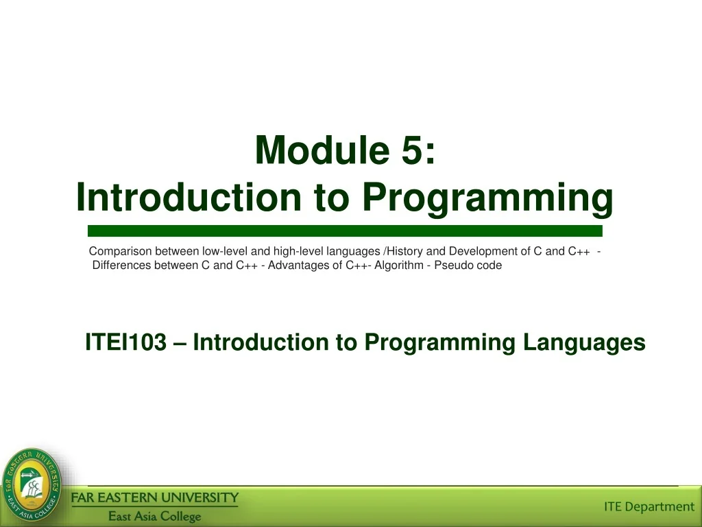 PPT - Introduction to Programming: Comparison Between Low-Level and ...