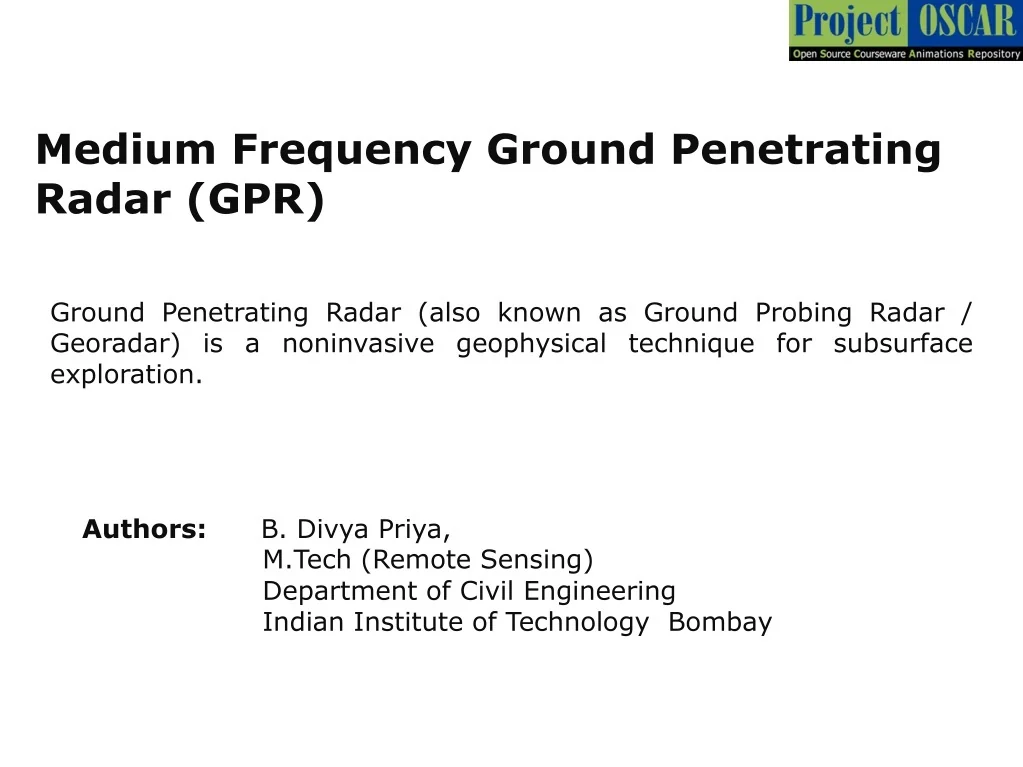 PPT - Medium Frequency Ground Penetrating Radar (GPR) PowerPoint ...