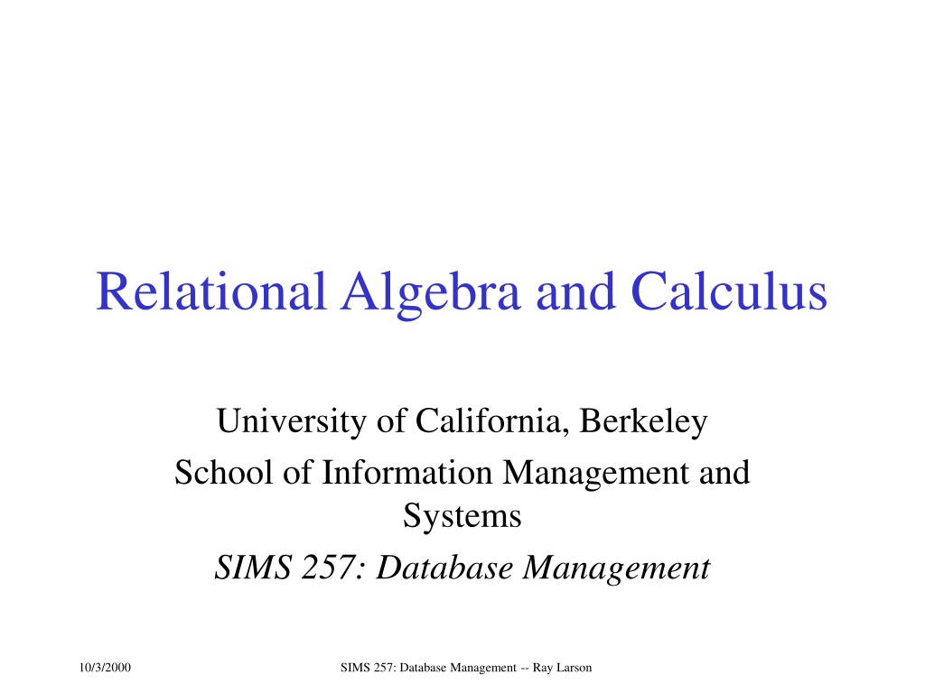 PPT - Relational Algebra and Calculus PowerPoint Presentation, free ... PPT - Relational Algebra and Calculus PowerPoint Presentation, free ...