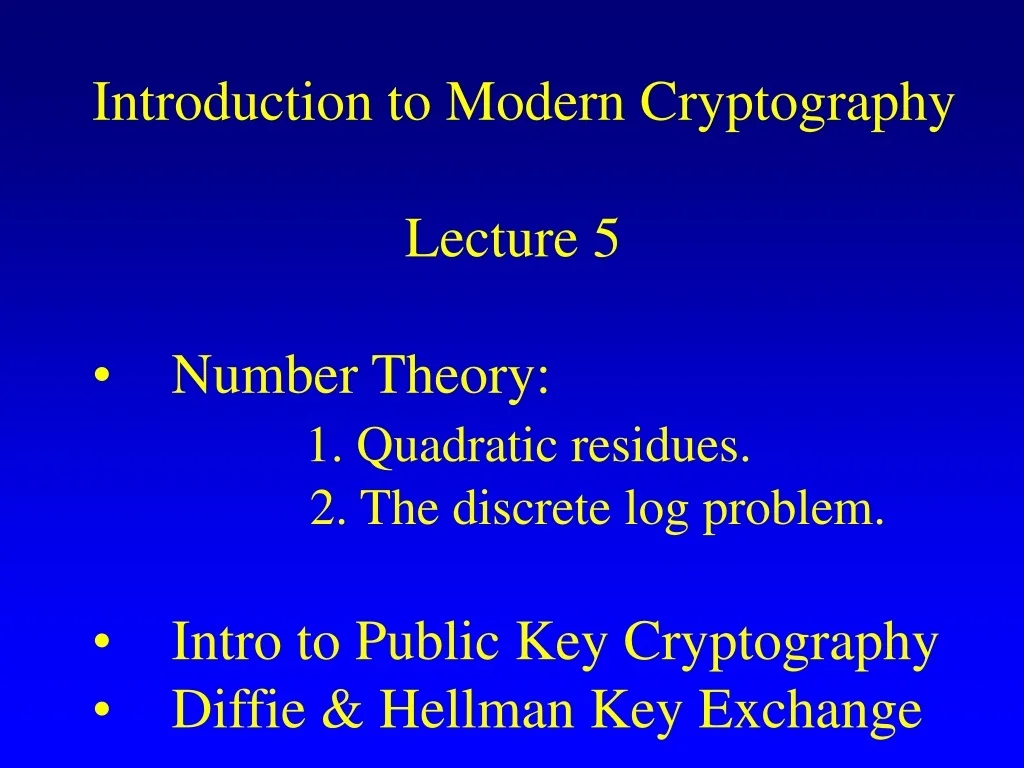 PPT - Modern Cryptography: Number Theory & Public Key Concepts PowerPoint Presentation - ID:9651577