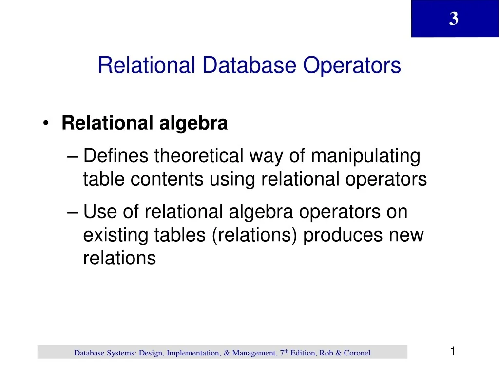 PPT - Relational Algebra Operators in Database Systems PowerPoint Presentation - ID:9652337