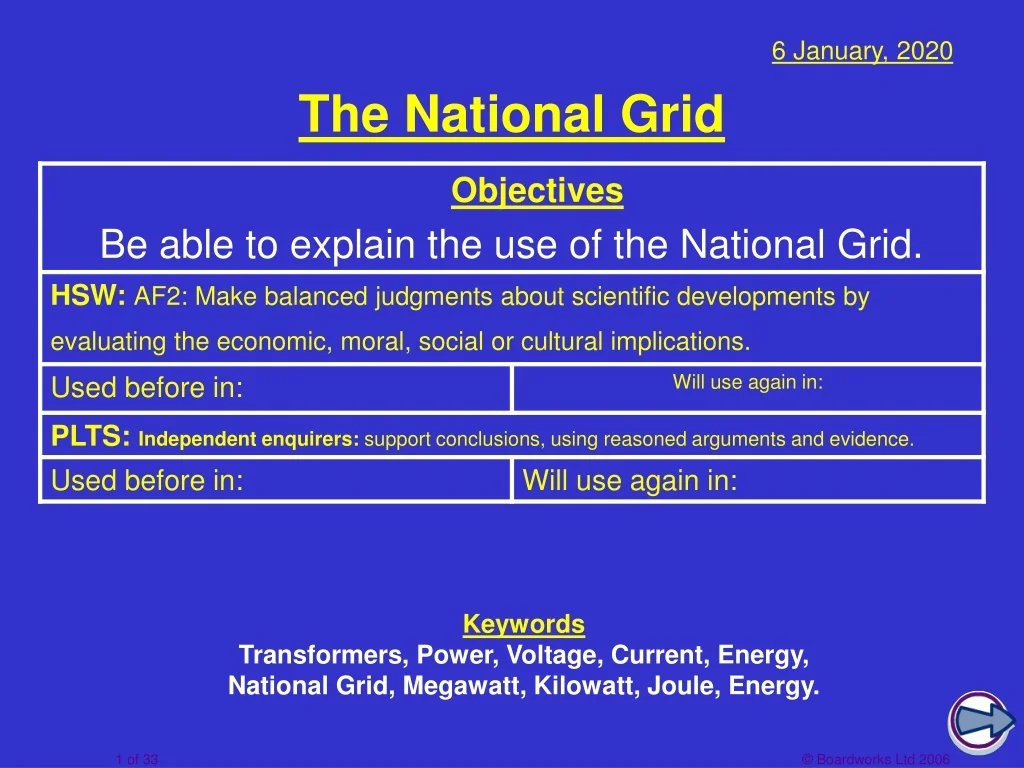 PPT - The National Grid: Transformers, Voltage, and Power for Efficient ...