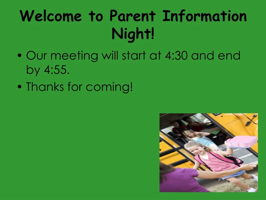 PPT - Welcome to Parent Information Night! PowerPoint Presentation ...