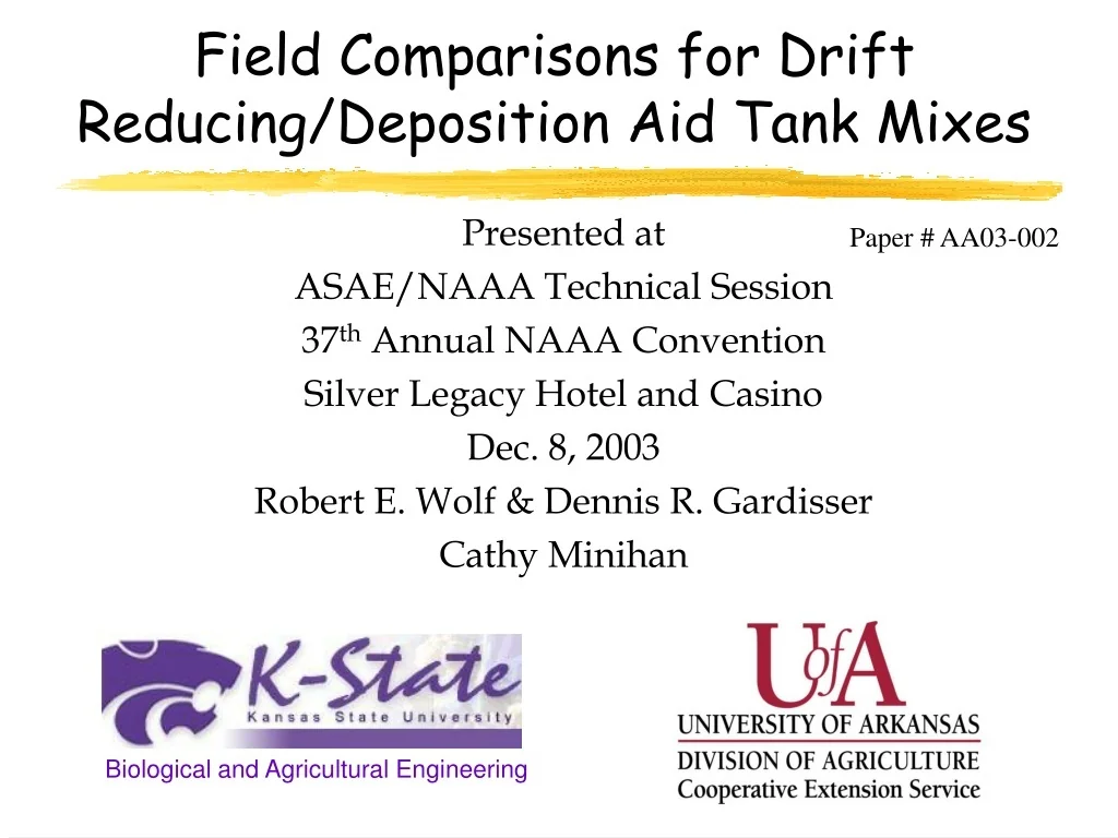 PPT - Evaluation of Drift Reducing Additives in Aerial Spraying ...