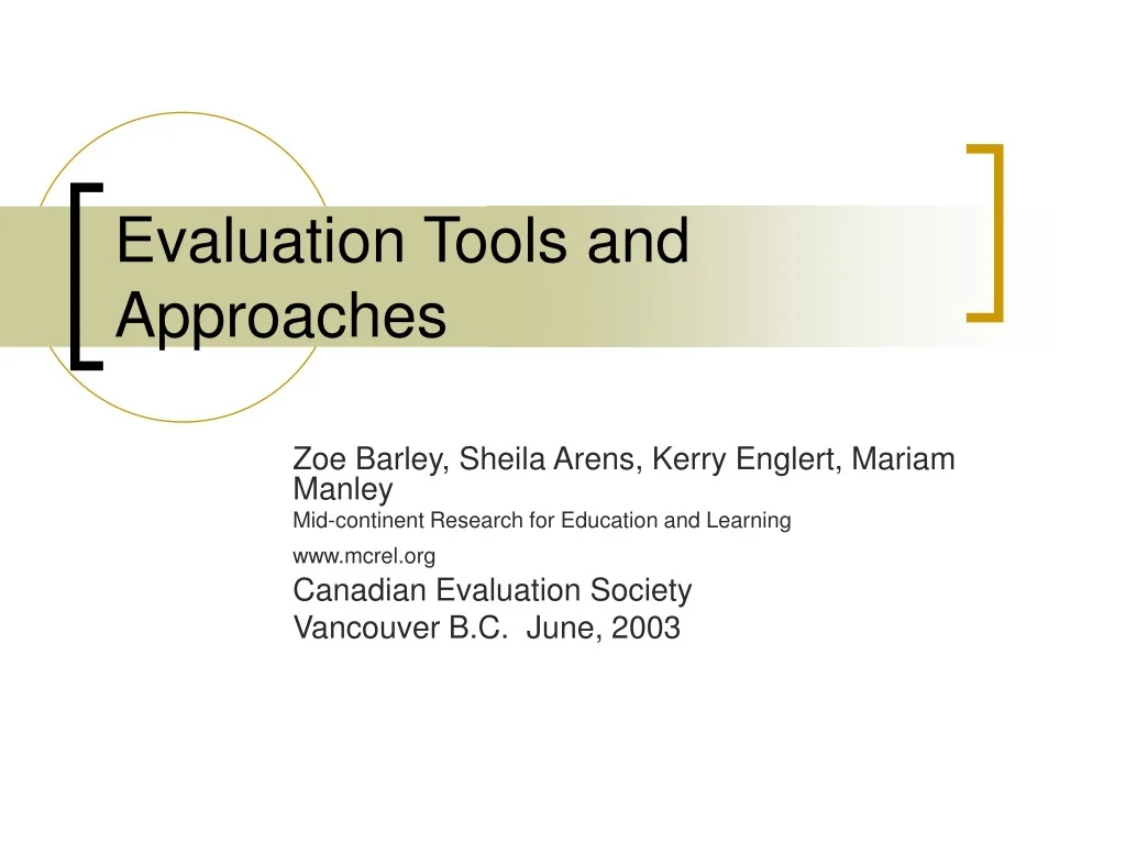 PPT - Evaluation Tools and Approaches PowerPoint Presentation, free ...