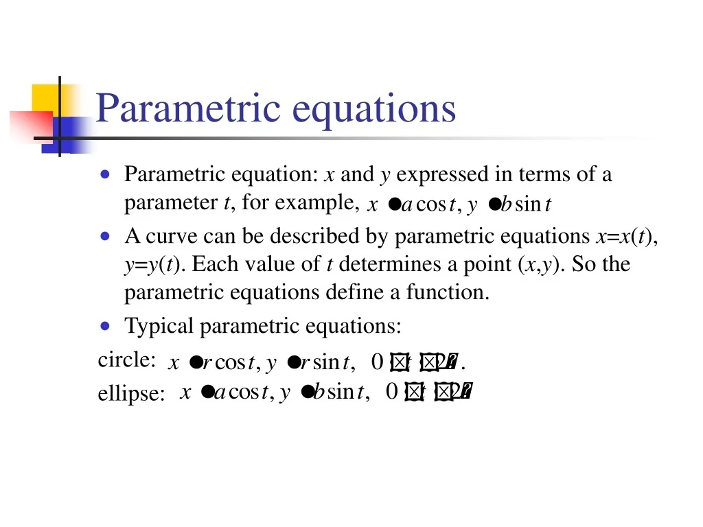 PPT - Parametric Equations: Curves, Areas, and Polar Coordinates ...