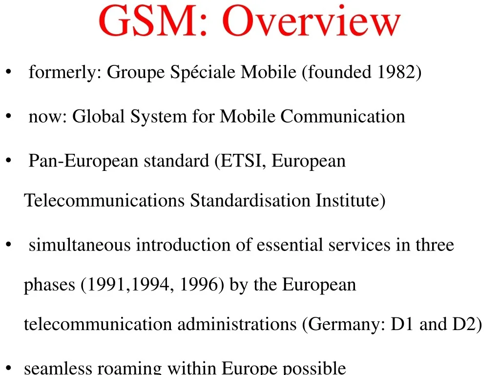 PPT - GSM: Overview PowerPoint Presentation, free download - ID:9660799