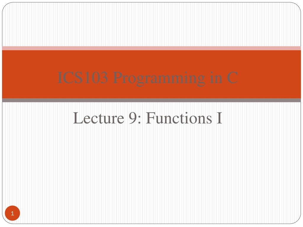 Ppt - Functions In C Programming: Types, Arguments, And Reusability