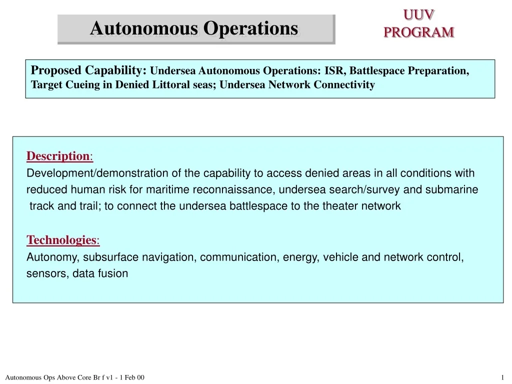 PPT - Undersea Autonomous Operations Proposal PowerPoint Presentation ...