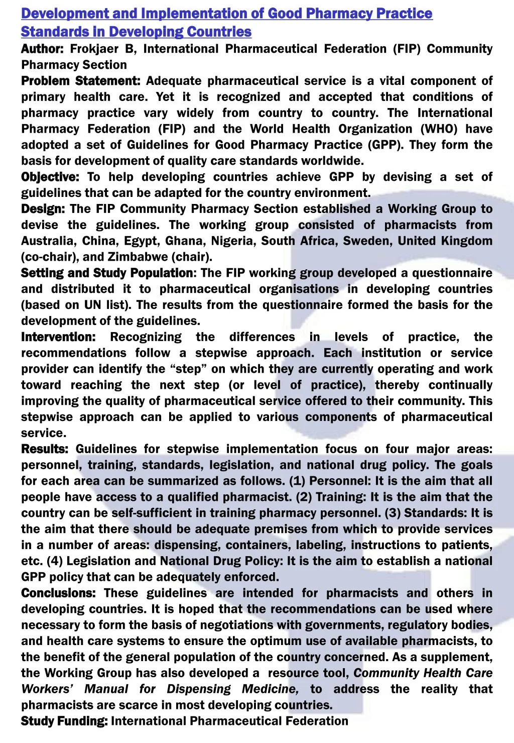 PPT - Development and Implementation of Pharmacy Practice Standards in ...