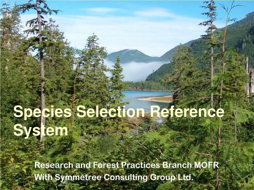 PPT - Species Selection Reference System PowerPoint Presentation, free ...