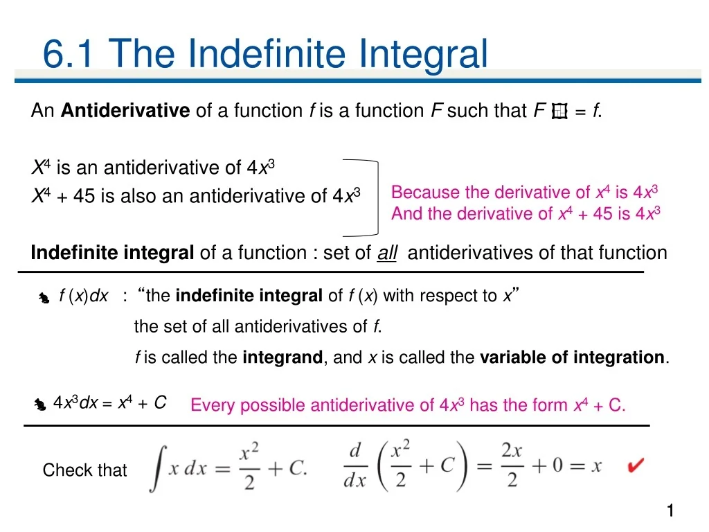 PPT - Indefinite Integrals: Techniques and Applications PowerPoint ...