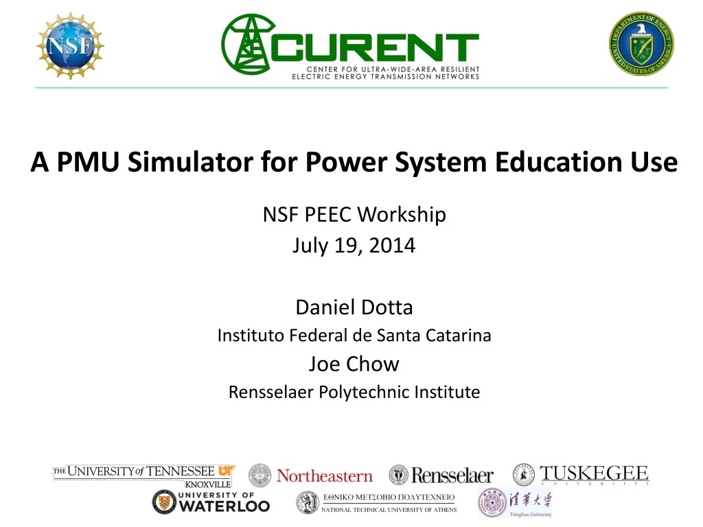PPT - Advanced PMU Simulator for Power System Education Workshop ...