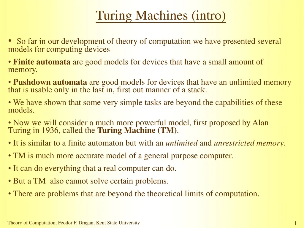 PPT - Introduction to Turing Machines: Theory of Computation PowerPoint ...