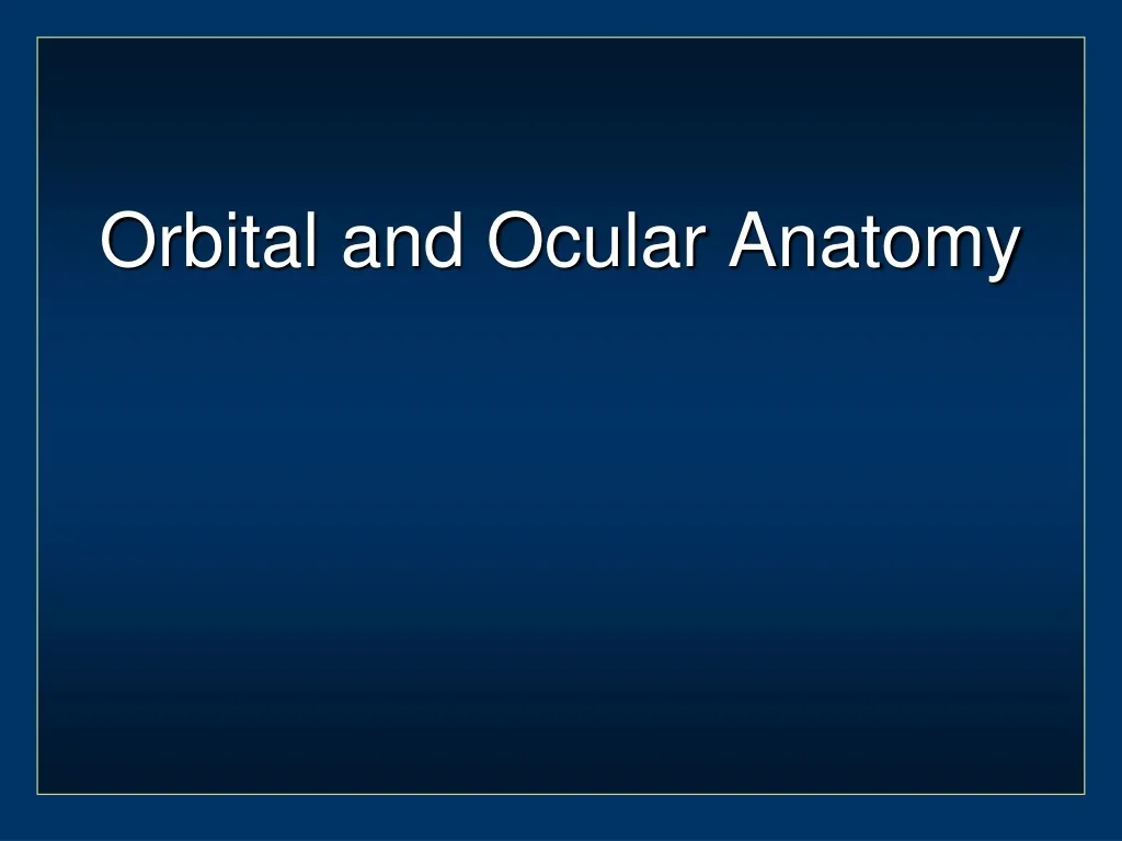 PPT - Orbital and Ocular Anatomy: Insight into Eye Structure PowerPoint ...