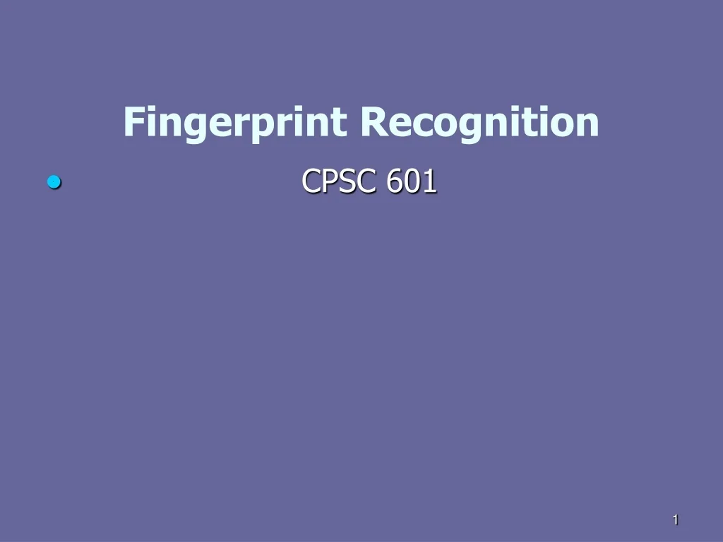PPT - Fingerprint Recognition PowerPoint Presentation, free download ...