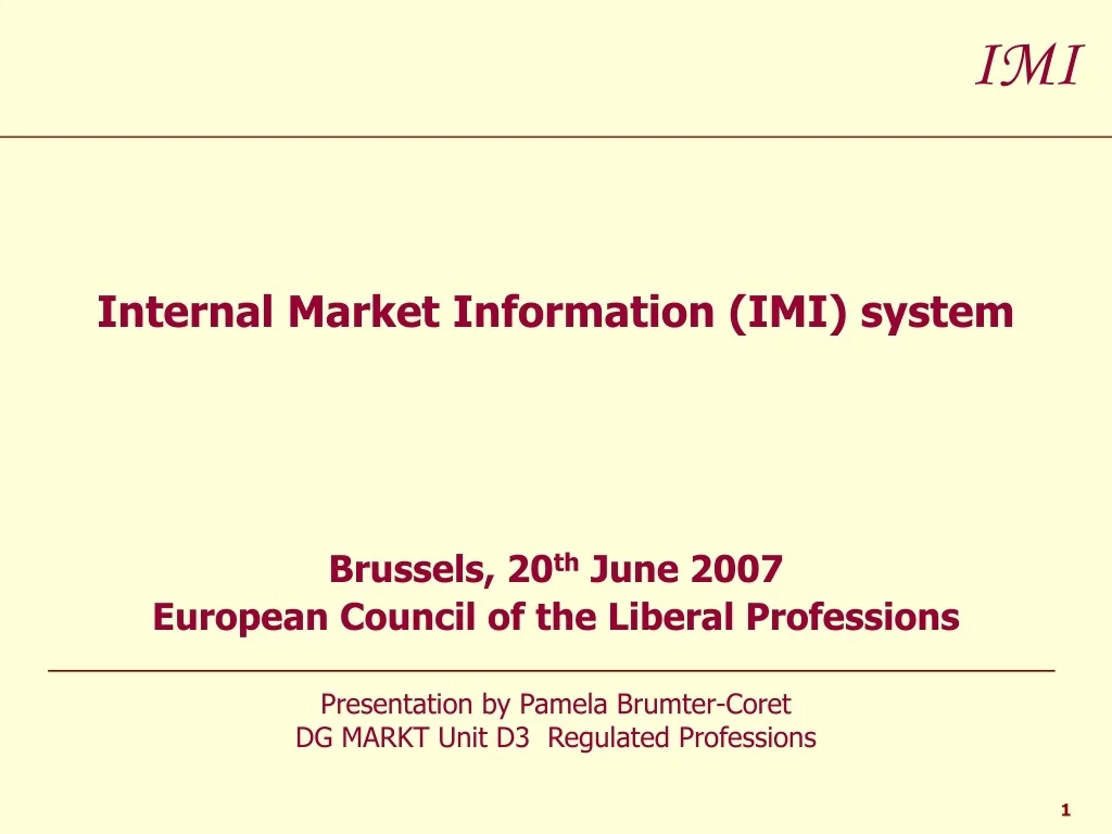 PPT - Enhancing Administrative Cooperation with IMI System | PowerPoint ...