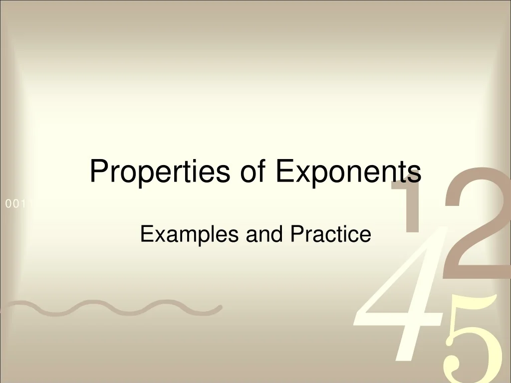 PPT - Mastering Exponents with Examples and Practice | Properties ...