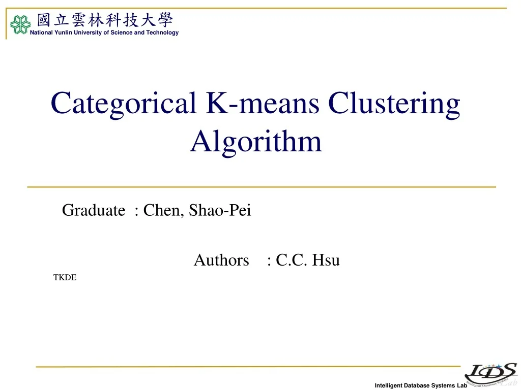 PPT - Categorical K-means Clustering Algorithm PowerPoint Presentation - ID:9698684