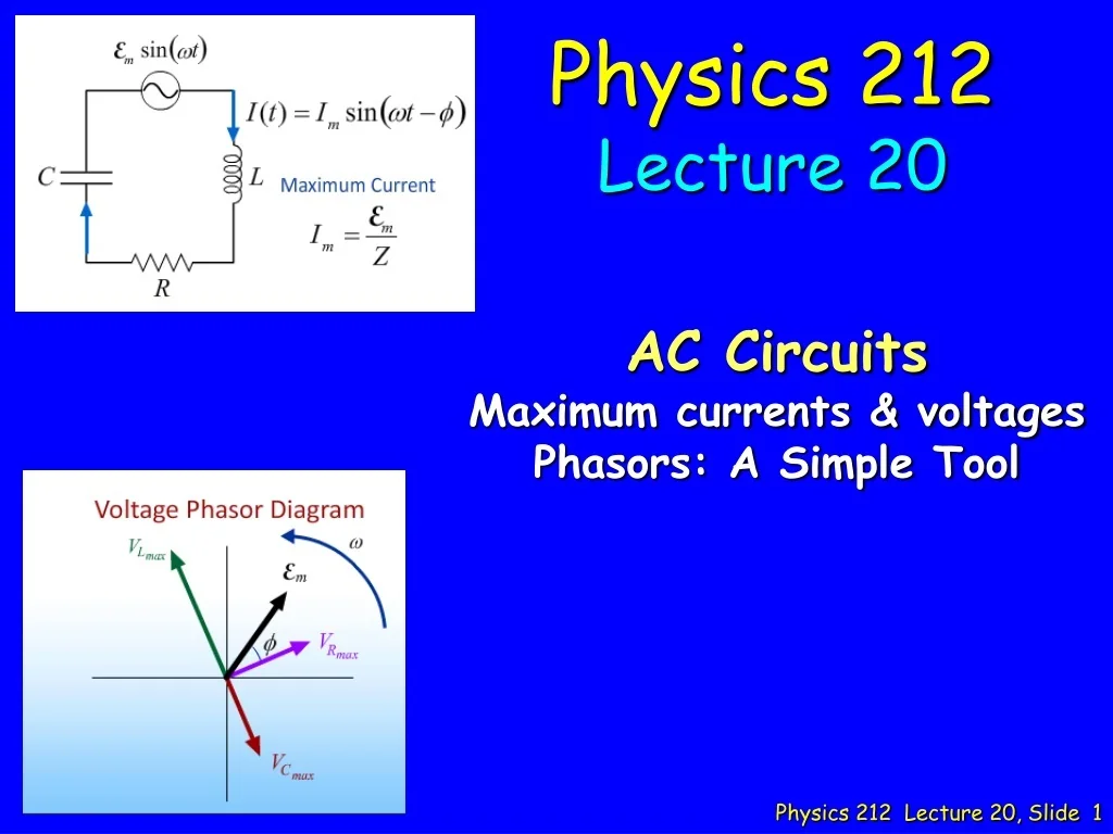 PPT - AC Circuits: Phasors Tool for Maximum Currents & Voltages ...