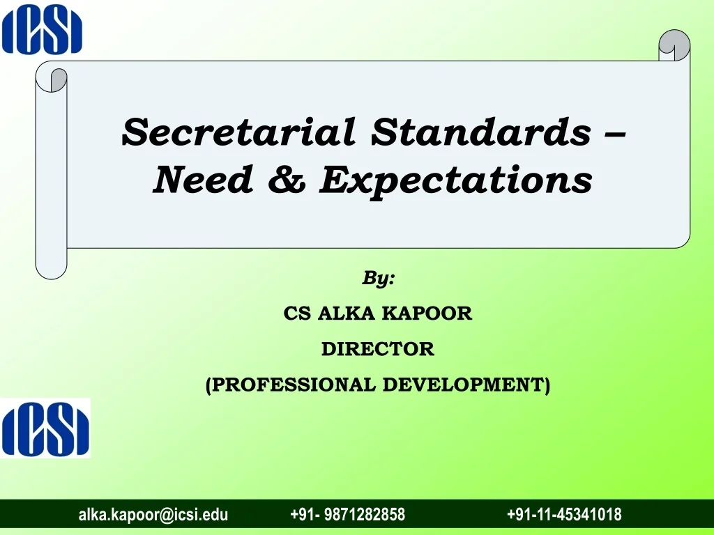 PPT - Secretarial Standards: Enhancing Corporate Governance Practices ...