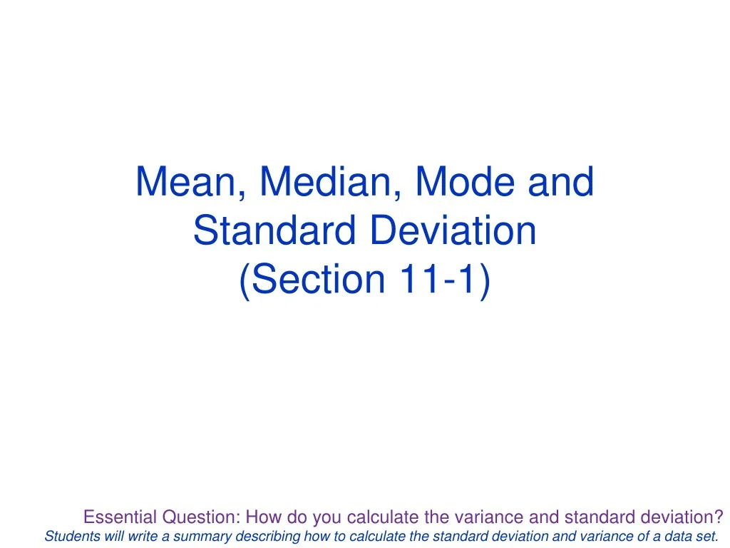 PPT - Analyzing Data: Mean, Median, Mode, and Standard Deviation ...