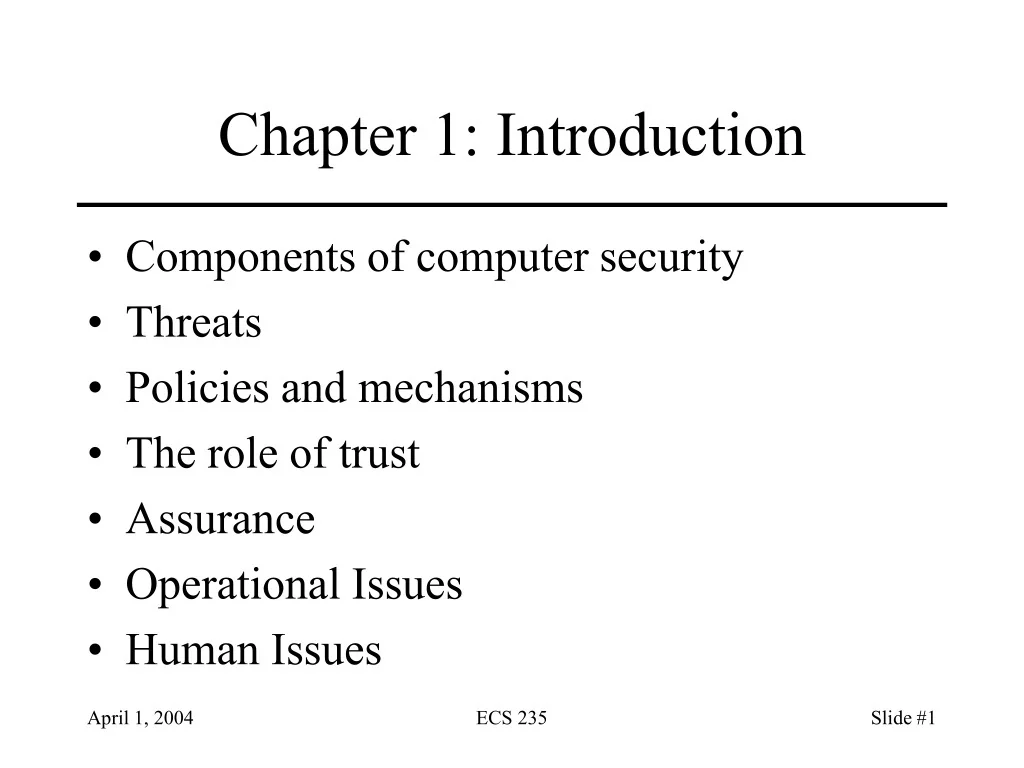 PPT - Essential ECS 235: Introduction to Computer Security Principles PowerPoint Presentation ...