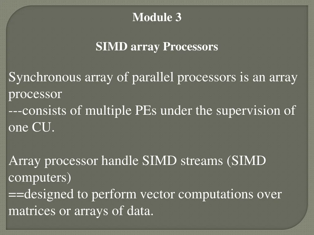 PPT - SIMD Array Processors: Architecture & Functionality PowerPoint ...