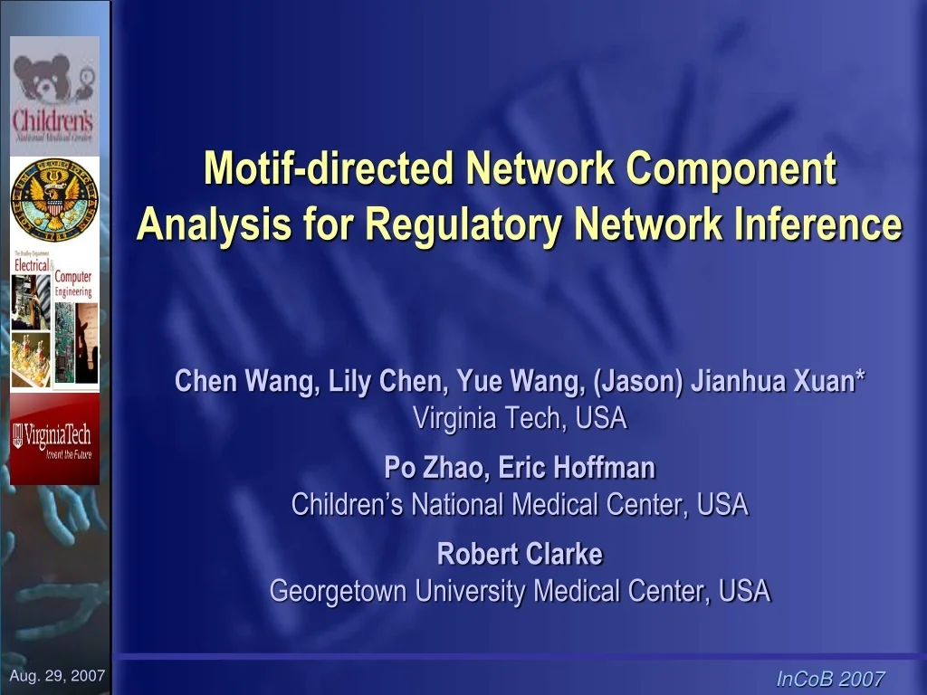 PPT - Motif-directed Network Component Analysis for Regulatory Network ...