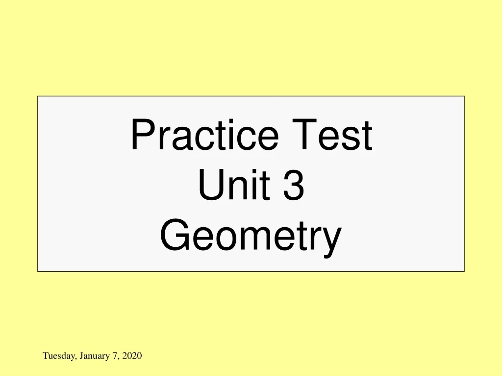 PPT - Geometry Practice Test: Distance, Angles, & Areas PowerPoint ...