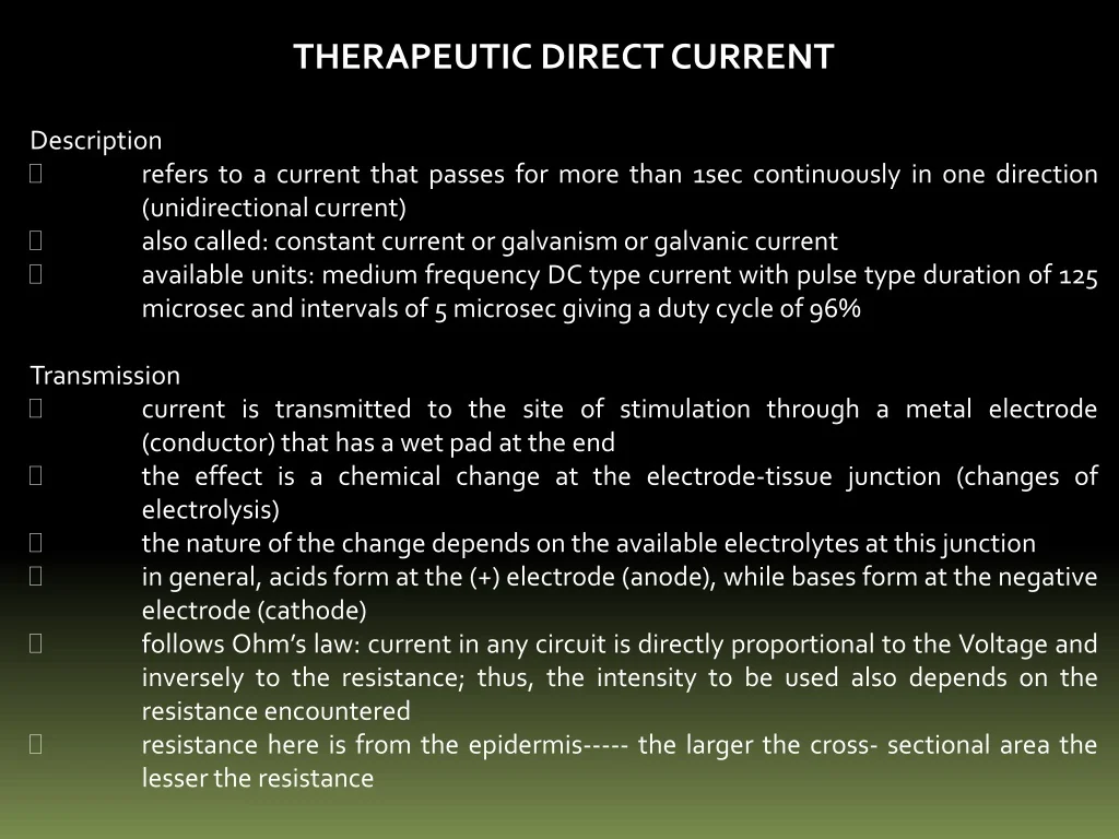 PPT - THERAPEUTIC DIRECT CURRENT Description PowerPoint Presentation ...