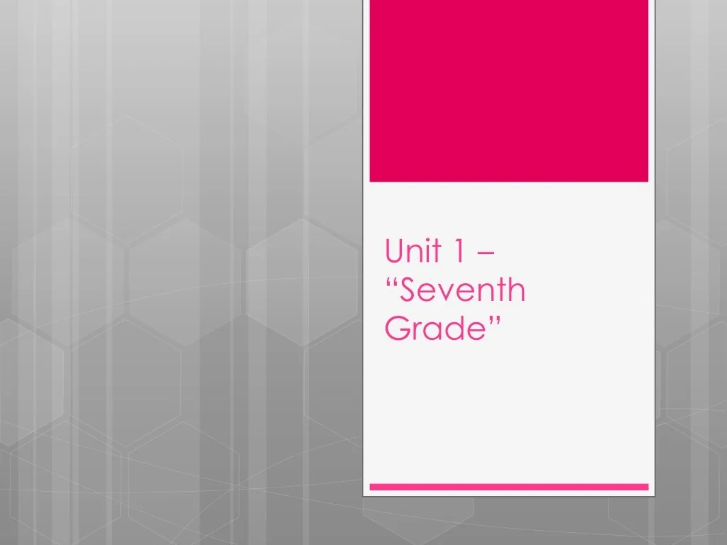 PPT - Unit 1 – “Seventh Grade” PowerPoint Presentation, free download ...