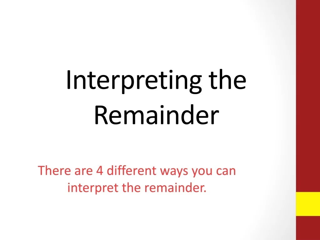 PPT - Remainders in Division Problems PowerPoint Presentation, free ...