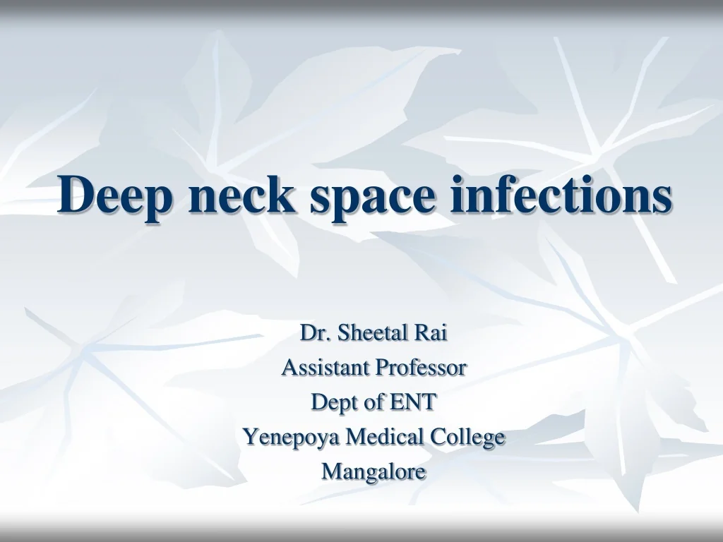PPT - Deep neck space infections PowerPoint Presentation, free download ...