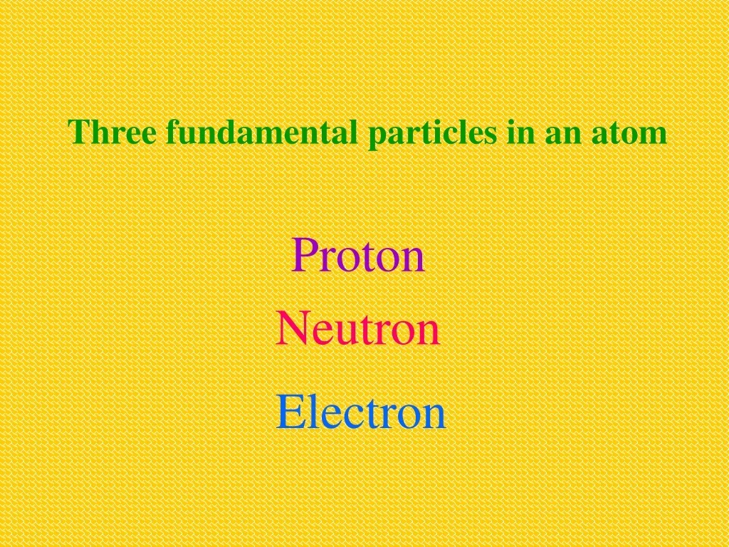 PPT - Three fundamental particles in an atom PowerPoint Presentation ...