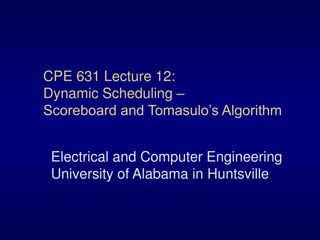 Ppt Dynamic Scheduling Scoreboard And Tomasulos Algorithm Overview Powerpoint Presentation