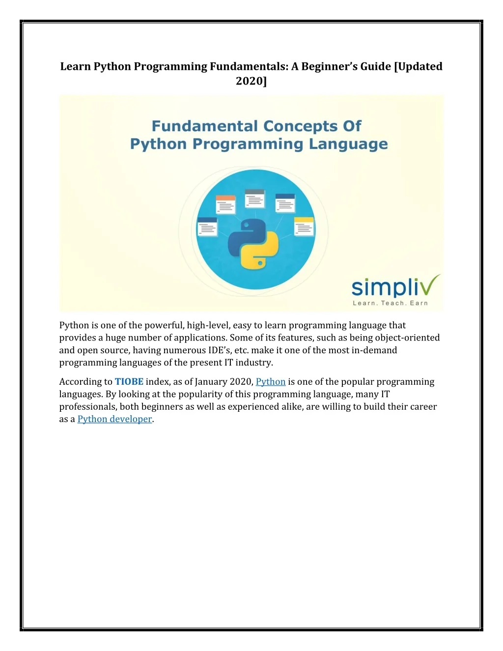 Ppt Learn Python Programming Fundamentals A Beginners Guide Updated Powerpoint Presentation