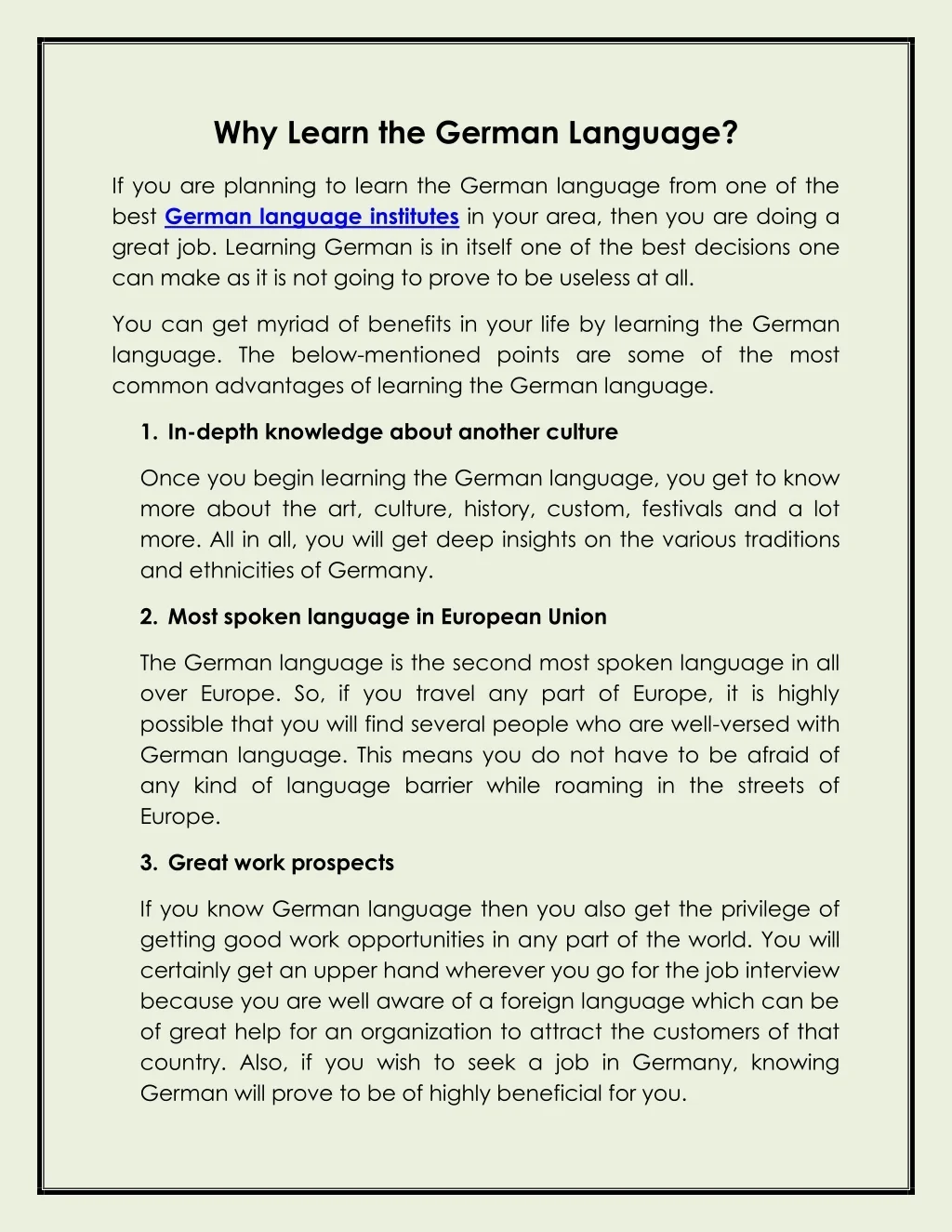PPT - Why Learn the German Language PowerPoint Presentation, free ...