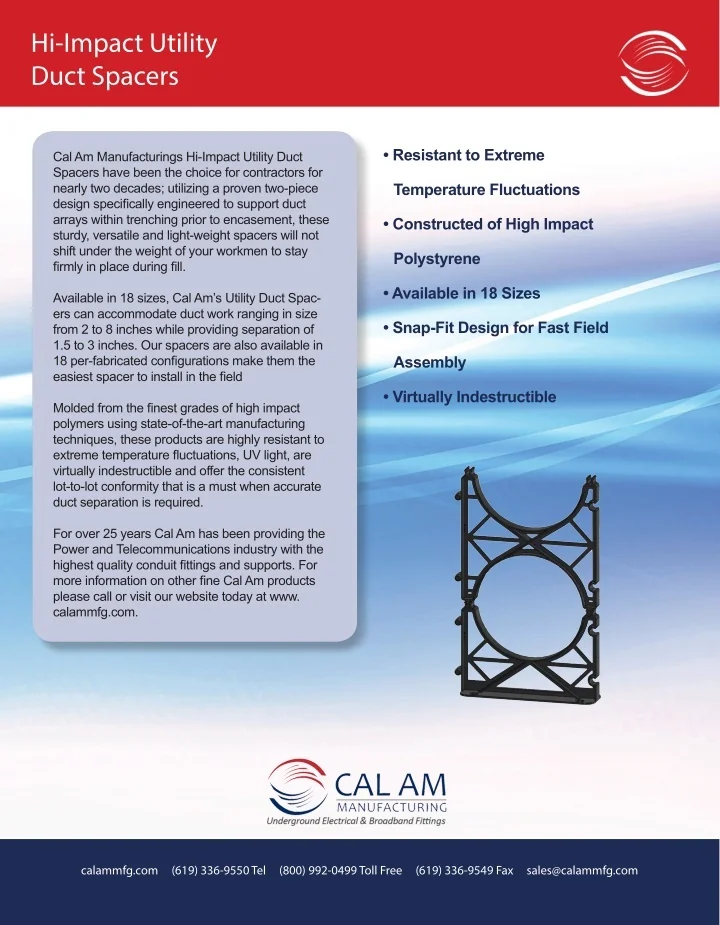 PPT - Hi-Impact Utility Duct Spacers - Cal Am Manufacturing PowerPoint ...