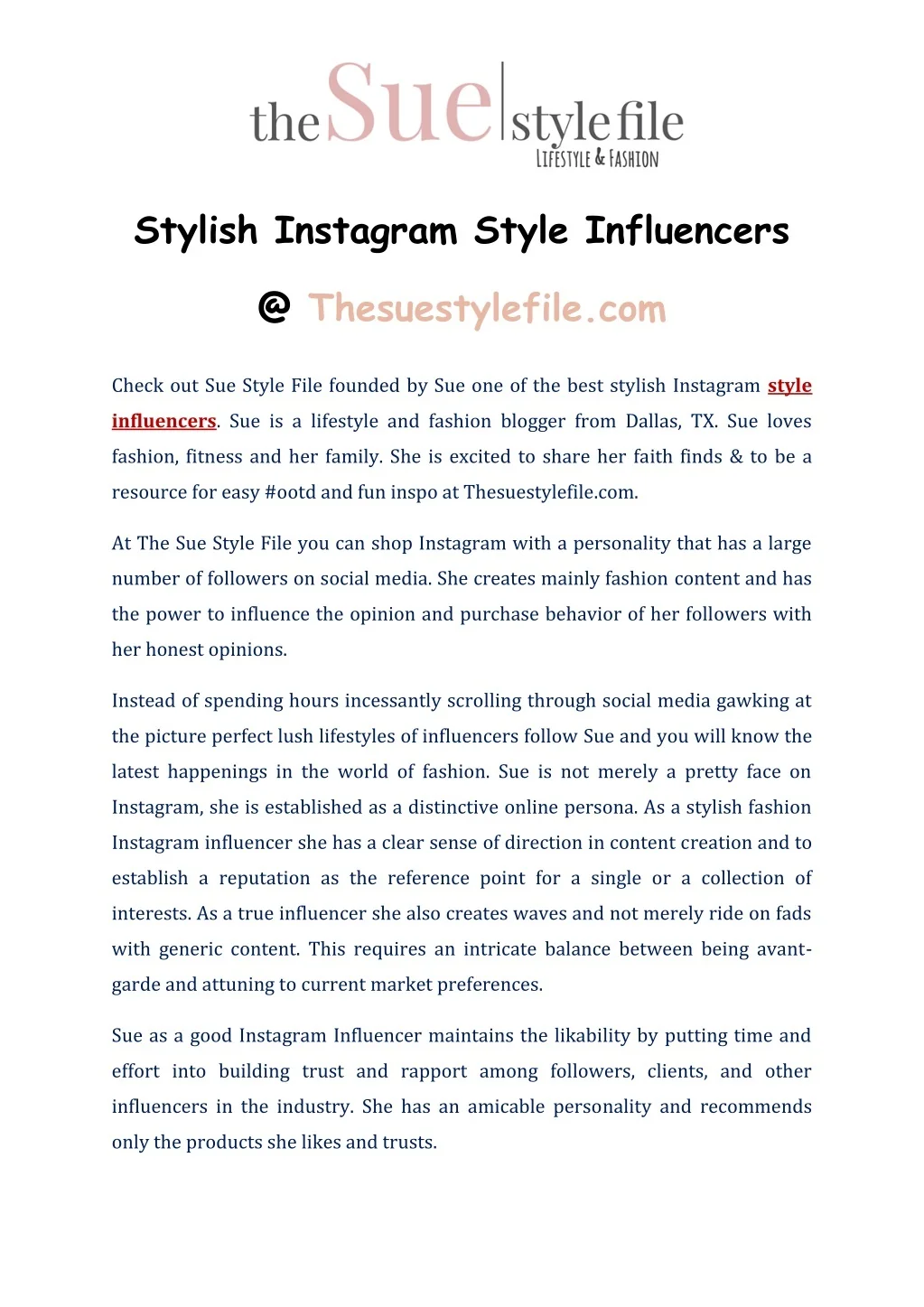PPT - Stylish Instagram Style Influencers - Thesuestylefile.com ...