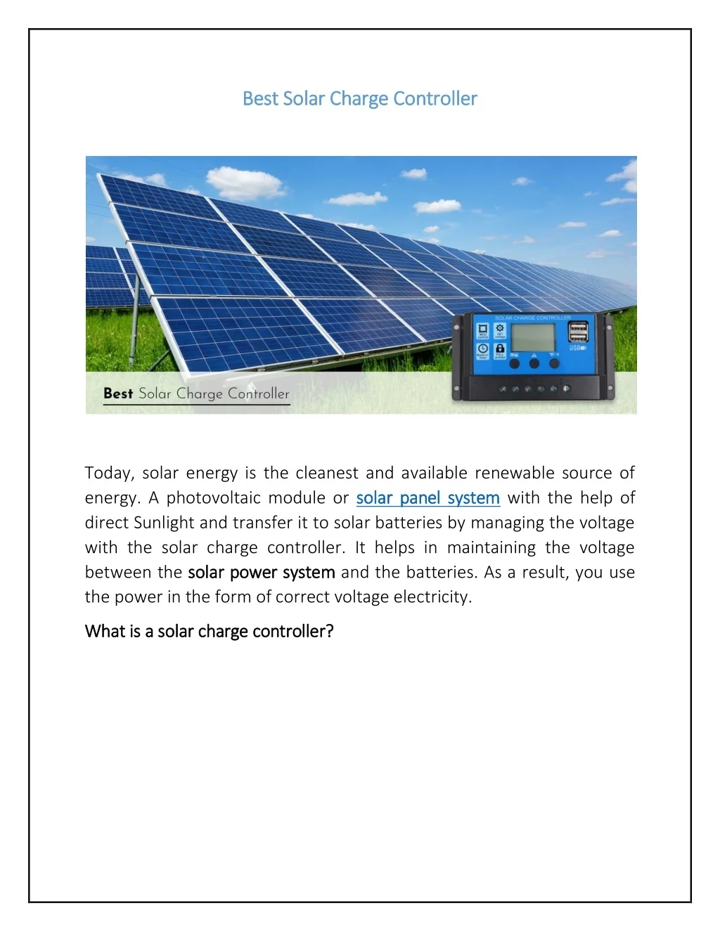 PPT - Best Solar Charge Controller PowerPoint Presentation, free ...